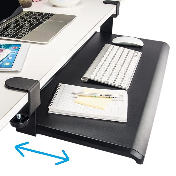 Max Smart Clamp On Keyboard Tray Under Desk, Pull Out Keyboard Tray, 20inch, Easy Assembly, Slide-Out Platform Computer Drawer for Typing