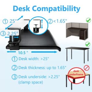 Max Smart Clamp On Keyboard Tray Under Desk, Pull Out Keyboard Tray, 20inch, Easy Assembly, Slide-Out Platform Computer Drawer for Typing