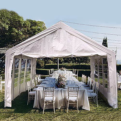 YITAHOME 16x32ft Party Tent Heavy Duty Outdoor Wedding Tent Canopy Event Shelters Upgraded Galvanized Steel Carport with Removable Sidewall Windows for Commercial and Parties, White