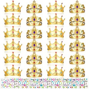 yaomiao 44 pcs foam crowns set for kids princess tiaras crowns diamond sticker making kits kids' family classroom school birthday party supplies (vintage style)