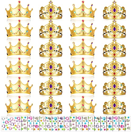 Yaomiao 44 Pcs Foam Crowns Set for Kids Princess Tiaras Crowns Diamond Sticker Making Kits Kids' Family Classroom School Birthday Party Supplies (Vintage Style)