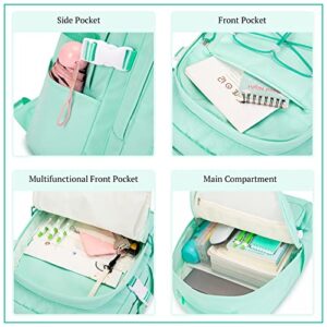 MIRLEWAIY Fashion College School bag Large Travle Backpack Teen Neutral Bookbag Student Daypack Bag for Boys Girls, Mint green