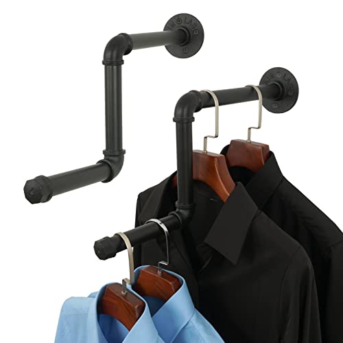 AddGrace Pipe Clothing Rack 2Pack 18Inch Detachable Garment Rack DIY Wall Mounted Industrial Pipe Clothing Hanging Rack for Home and Clothing Store (Black) 46cm