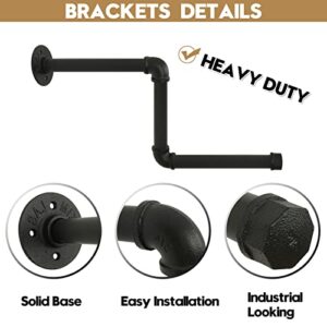 AddGrace Pipe Clothing Rack 2Pack 18Inch Detachable Garment Rack DIY Wall Mounted Industrial Pipe Clothing Hanging Rack for Home and Clothing Store (Black) 46cm