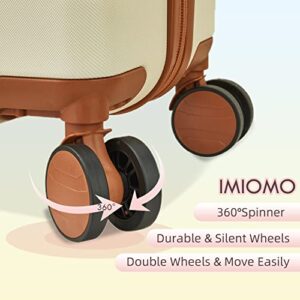 imiomo 3 Piece Luggage Sets,Suitcase with Spinner Wheels,Luggage Set Clearance for Women, Lightweight Rolling Hardside Travel Luggage with TSA Lock (Beige, 5PCS)