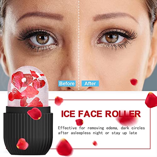 ice face roller, ice mold for face and Eyes, Reusable Massage Silicone Beauty Tool, Naturally Conditioning And Skin Care, De-Puff Eye Bags, Reduce Migraine Pain (Black)