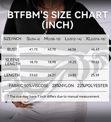 BTFBM Women 2023 Casual Long Sleeve Zip Striped Pullover Sweaters V Neck Collar Ribbed Knit Fall Winter Slouchy Jumpers (Striped Black, Large)