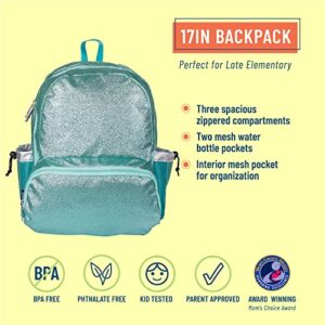 Wildkin 17-Inch Kids Backpack for Boys & Girls, Perfect for Late Elementary School Backpack, Features Three Zippered Compartment, Ideal Size for School & Travel Backpacks (Blue Glitter)