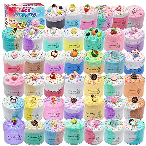 42 Pack Butter DIY Cake Slime Kit for Girls, Slime Party Favors Gifts Stress Relief Toy Scented Sludge for Kids