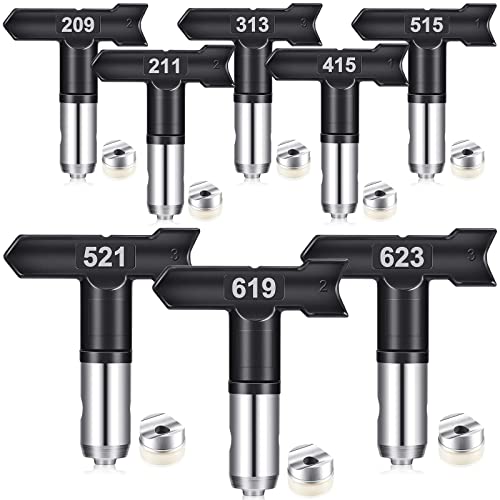 8 Pieces Spray Tip Paint Sprayer Tips Reversible Airless Spray Nozzles Tips Airless Sprayer Spraying Machine Parts for Homes Buildings Garden Decks