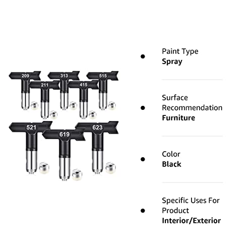 8 Pieces Spray Tip Paint Sprayer Tips Reversible Airless Spray Nozzles Tips Airless Sprayer Spraying Machine Parts for Homes Buildings Garden Decks