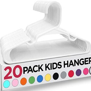 Utopia Home 20 Pack Kids Hangers - 11.5 Inch Plastic Baby Hangers for Closet - Childrens Hangers for Clothes & Infant Hangers for Closet - Ideal for Everyday Standard Use (White)