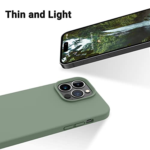 OTOFLY Designed for iPhone 14 Pro Case, Silicone Shockproof Slim Thin Phone Case for iPhone 14 Pro 6.1 inch (Calke Green)