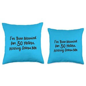 Happy 50th Wedding Golden Anniversary Gifts Store Couples Married 50 Years-Funny 50th Wedding Anniversary Throw Pillow, 18x18, Multicolor