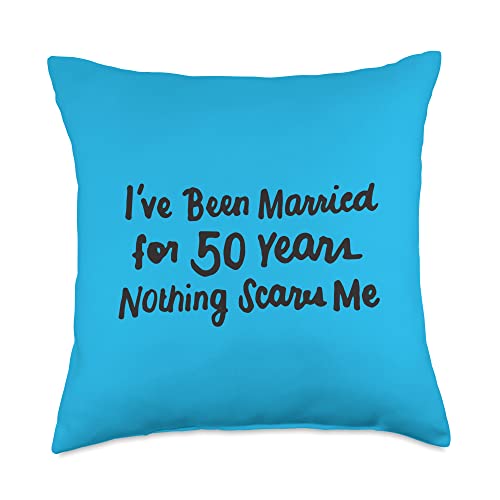 Happy 50th Wedding Golden Anniversary Gifts Store Couples Married 50 Years-Funny 50th Wedding Anniversary Throw Pillow, 18x18, Multicolor