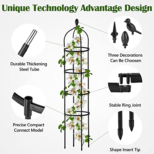 Garden Obelisk Trellis for Climbing Plants Outdoor 6 Ft Rose Bush Round Trellis for Pots Rustproof Metal Plant Flower Trellises for Clematis Vine Jasmine Support Outdoor Indoor