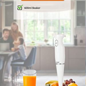 COMMERCIAL CHEF Immersion Blender, Hand Blender with Stainless Steel Blades, Immersion Blender with Quiet Motor, Electric Mini Blender for Delicious Food