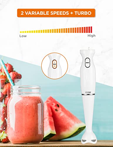 COMMERCIAL CHEF Immersion Blender, Hand Blender with Stainless Steel Blades, Immersion Blender with Quiet Motor, Electric Mini Blender for Delicious Food