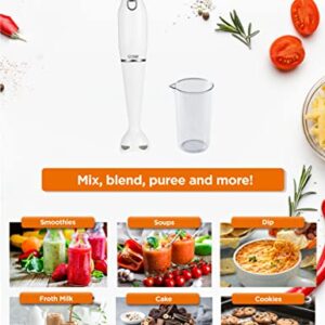 COMMERCIAL CHEF Immersion Blender, Hand Blender with Stainless Steel Blades, Immersion Blender with Quiet Motor, Electric Mini Blender for Delicious Food