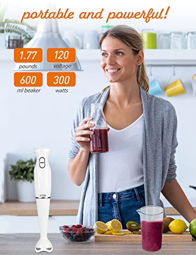 COMMERCIAL CHEF Immersion Blender, Hand Blender with Stainless Steel Blades, Immersion Blender with Quiet Motor, Electric Mini Blender for Delicious Food