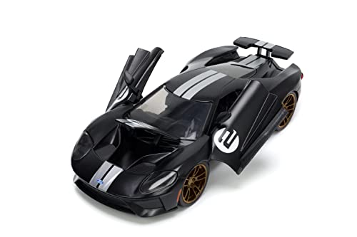 Jada Toys Big Time Muscle 1:24 2017 Ford GT Die-cast Car Black/White Stripes, Toys for Kids and Adults