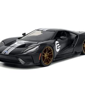 Jada Toys Big Time Muscle 1:24 2017 Ford GT Die-cast Car Black/White Stripes, Toys for Kids and Adults