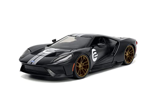 Jada Toys Big Time Muscle 1:24 2017 Ford GT Die-cast Car Black/White Stripes, Toys for Kids and Adults