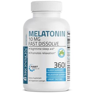 Bronson Melatonin 10 MG Fast Dissolve Peppermint Tablets, Promotes Relaxation, 360 Chewable Vegetarian Lozenges