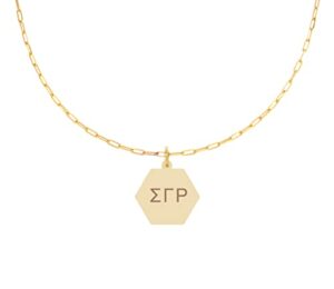 sorority shop sigma gamma rho paperclip necklace — sgr 18k gold plated sorority gifts necklace, long-lasting sigma gamma rho gifts for women