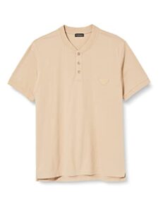 emporio armani men's eagle patch short sleeve polo shirt, sand yellow, extra large