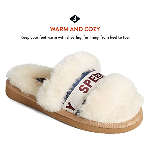 Sperry Women's Romy Sheepskin Slide - Fully Padded Heel-to-Toe With Genuine Shearling - Breathable Fur Slippers for Women,9,Natural Shearling