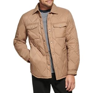 Calvin Klein Men's Diamond Quilted Shirt Jacket, Tan, XX-Large