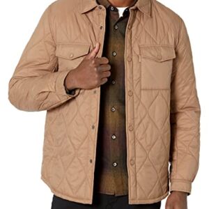 Calvin Klein Men's Diamond Quilted Shirt Jacket, Tan, XX-Large