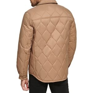 Calvin Klein Men's Diamond Quilted Shirt Jacket, Tan, XX-Large