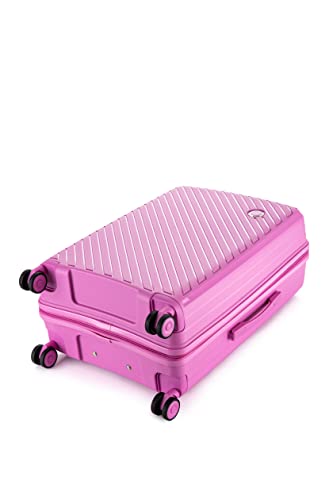 Rockland Prague Hardside Luggage with Spinner Wheels, Pink, 3-Piece Set (20/24/28)