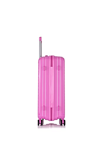 Rockland Prague Hardside Luggage with Spinner Wheels, Pink, 3-Piece Set (20/24/28)