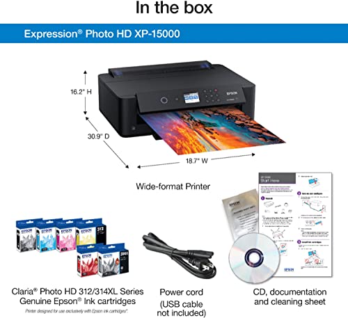 Epson Expression Photo HD XP-15000 Wide-Format Wireless Color Inkjet Printer with 6-Color Ultra HD Inks, Black - Print only - 2.4" LCD, 5760 x 1440 dpi, Auto 2-Sided Printing, Ethernet - DAODYANG