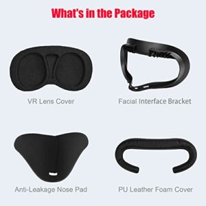 VR Facial Interface and Foam Replacement Set for Oculus Meta Quest 2 | Removable Facial Interface Frame & Foam Face Covers Replacement & Anti-Leakage Nose Pad & Lens Cover