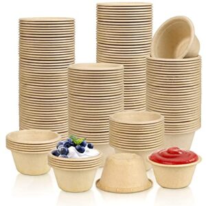 cmkura 200 pack 2oz disposable souffle cups, bagasse fiber souffle cups portion cups sample cups tasting cups condiment cups for salad dressing sauce souffle and salsa