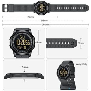 GOLDEN HOUR Ultra-Thin Minimalist Sports Waterproof Digital Watches Men with Wide-Angle Display Rubber Strap Alloy Steel Case Wrist Watch for Men Women in Black