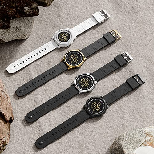 GOLDEN HOUR Ultra-Thin Minimalist Sports Waterproof Digital Watches Men with Wide-Angle Display Rubber Strap Alloy Steel Case Wrist Watch for Men Women in Black