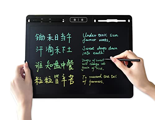 Large LCD Writing Board 16 Inches with 2 Delete Keys and Split Screen for Local Erasing, Electronic Drawing and Doodle Tablet for Adult and Kid with 2 Pens, Nice Holiday or Birthday Present (Black)