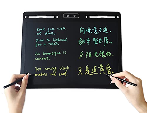 Large LCD Writing Board 16 Inches with 2 Delete Keys and Split Screen for Local Erasing, Electronic Drawing and Doodle Tablet for Adult and Kid with 2 Pens, Nice Holiday or Birthday Present (Black)