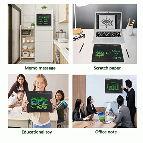 Large LCD Writing Board 16 Inches with 2 Delete Keys and Split Screen for Local Erasing, Electronic Drawing and Doodle Tablet for Adult and Kid with 2 Pens, Nice Holiday or Birthday Present (Black)