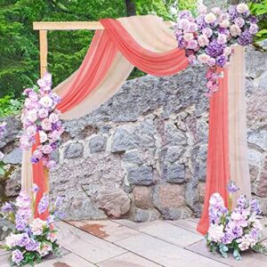 Wedding Arch Drapes Chiffon Draping Fabric Champagne Curtains for Backdrop 20FT 2Panels Sheer Curtains Drapes for Reception Decor Archway for Wedding Ceremony Rustic Coral Arch Curtains for Party