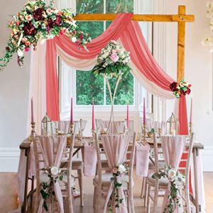 Wedding Arch Drapes Chiffon Draping Fabric Champagne Curtains for Backdrop 20FT 2Panels Sheer Curtains Drapes for Reception Decor Archway for Wedding Ceremony Rustic Coral Arch Curtains for Party