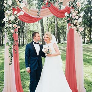 Wedding Arch Drapes Chiffon Draping Fabric Champagne Curtains for Backdrop 20FT 2Panels Sheer Curtains Drapes for Reception Decor Archway for Wedding Ceremony Rustic Coral Arch Curtains for Party