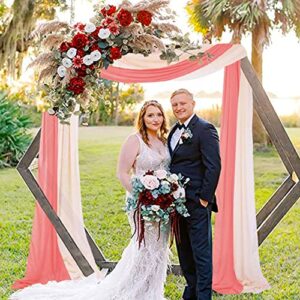 Wedding Arch Drapes Chiffon Draping Fabric Champagne Curtains for Backdrop 20FT 2Panels Sheer Curtains Drapes for Reception Decor Archway for Wedding Ceremony Rustic Coral Arch Curtains for Party