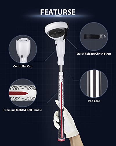 Amavasion VR Golf Club Handle Accessories Compatible with Meta/Oculus Quest 2 Enhance Immersive VR Game Experience (White/red)