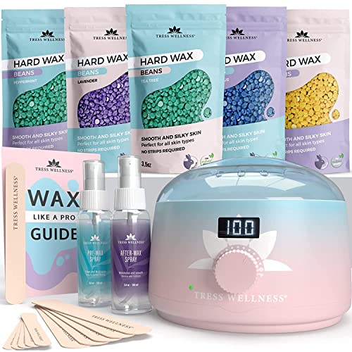 Tress Wellness Waxing Kit for Brazilian Wax - Easy to Use - For Sensitive Skin - Digital Display, Pink to Teal